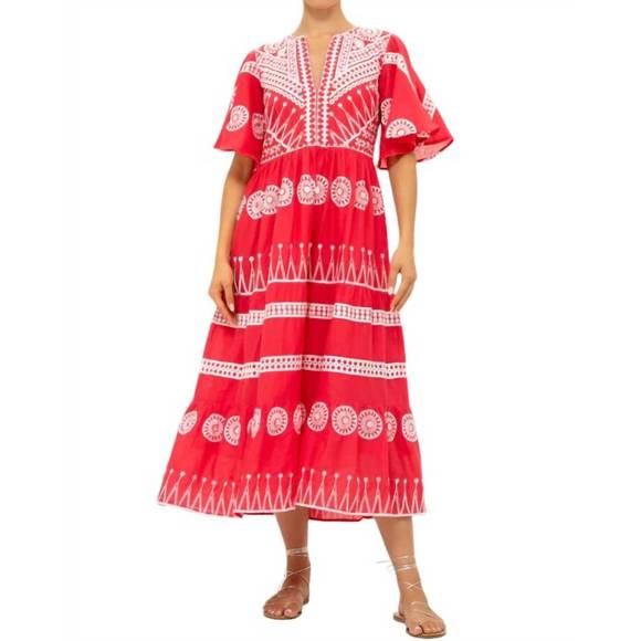 Oliphant | Dresses | New Oliphant Flirty Vneck Maxi In Soleil Red ...